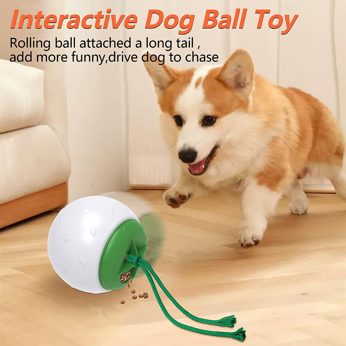 Salodal Interactive Dog Treat Dispenser Ball, 6.25'', 1.7L, Adjustable Food Leak Opening, for IQ Training & Slow Feeding, Large Dog Toy