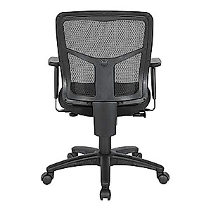 Office Star ProGrid Breathable Mesh Back Manager's Office Chair with Built-in Lumbar Support and Height Adjustable Padded Arms, Coal FreeFlex Fabric