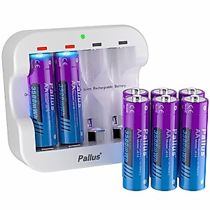 Pallus 1.5V AA Rechargeable Lithium Batteries, 8-Pack Double A Li-Ion Batteries for Household Office, 2Hrs Fast Charing, 3500mWh High Capacity, Super Long Lasting, Cycles 1600, 1.5V Constant Output