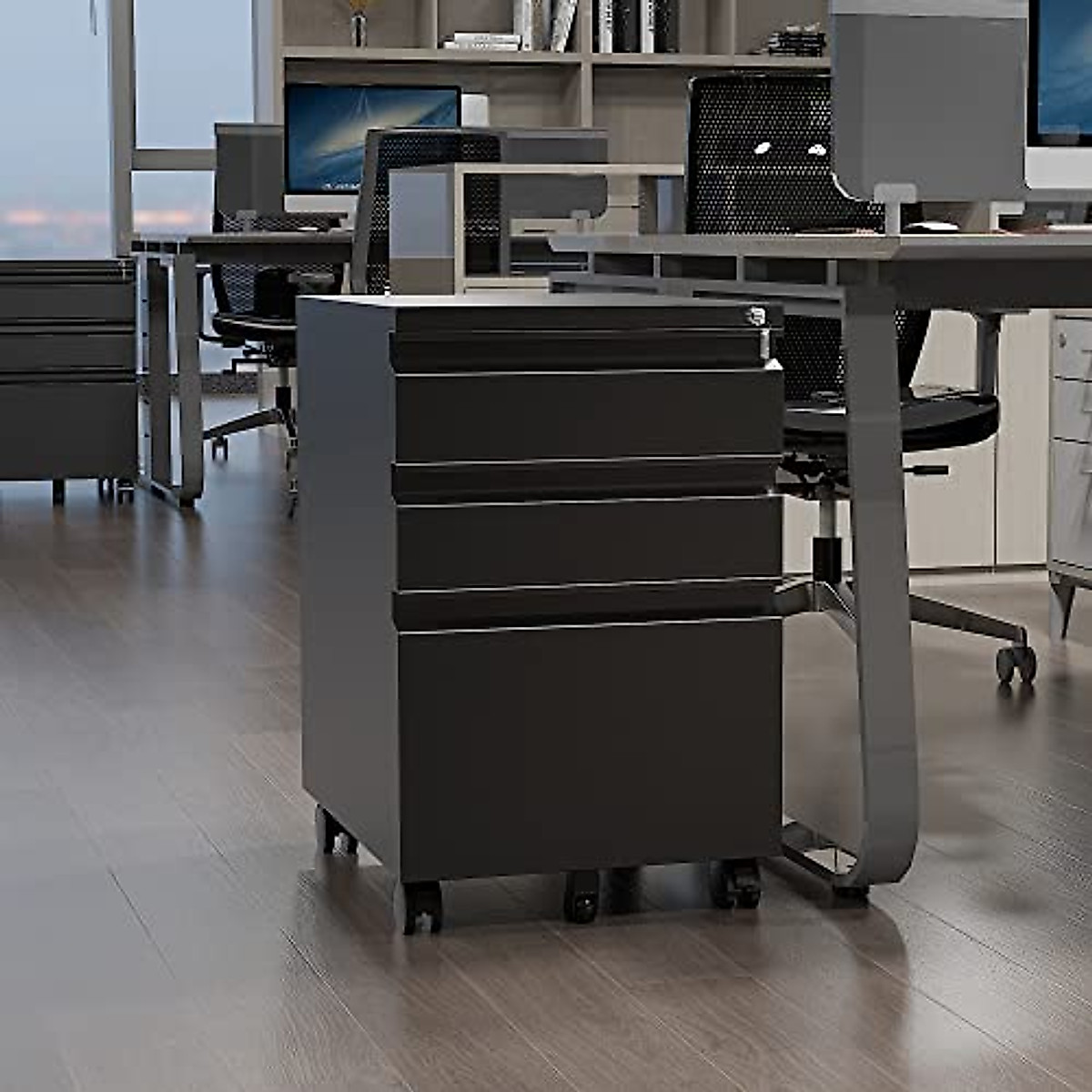 Letaya Mobile Metal File Cabinet,3 Drawer Vertical Under Desk Lockable Storage Office Cabinets,Organizer Letters/Legal/A4(Fully Assembled Except Casters)