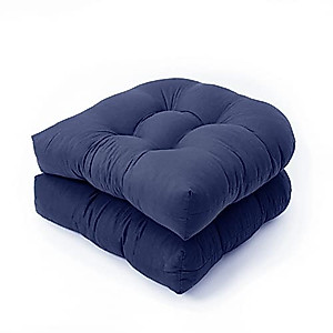 SEAHOME 2PCS Rocker Cushions Replacement Outdoor/Indoor, Soft Washable Solid Twill Swivel Rocker Chair Seat,for Recliner Rattan Folding Chair Garden Patio Mat (Navy Blue) 2 Count (Pack of 1)