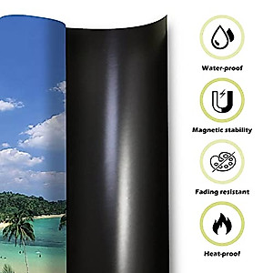 Dishwasher Magnet Cover Sri Lanka Unawatuna Coconut Trees Magnetic Refrigerator Stickers Decorative Appliance Cover Fridge Panels Metal Door Garage 23"Wx26"H