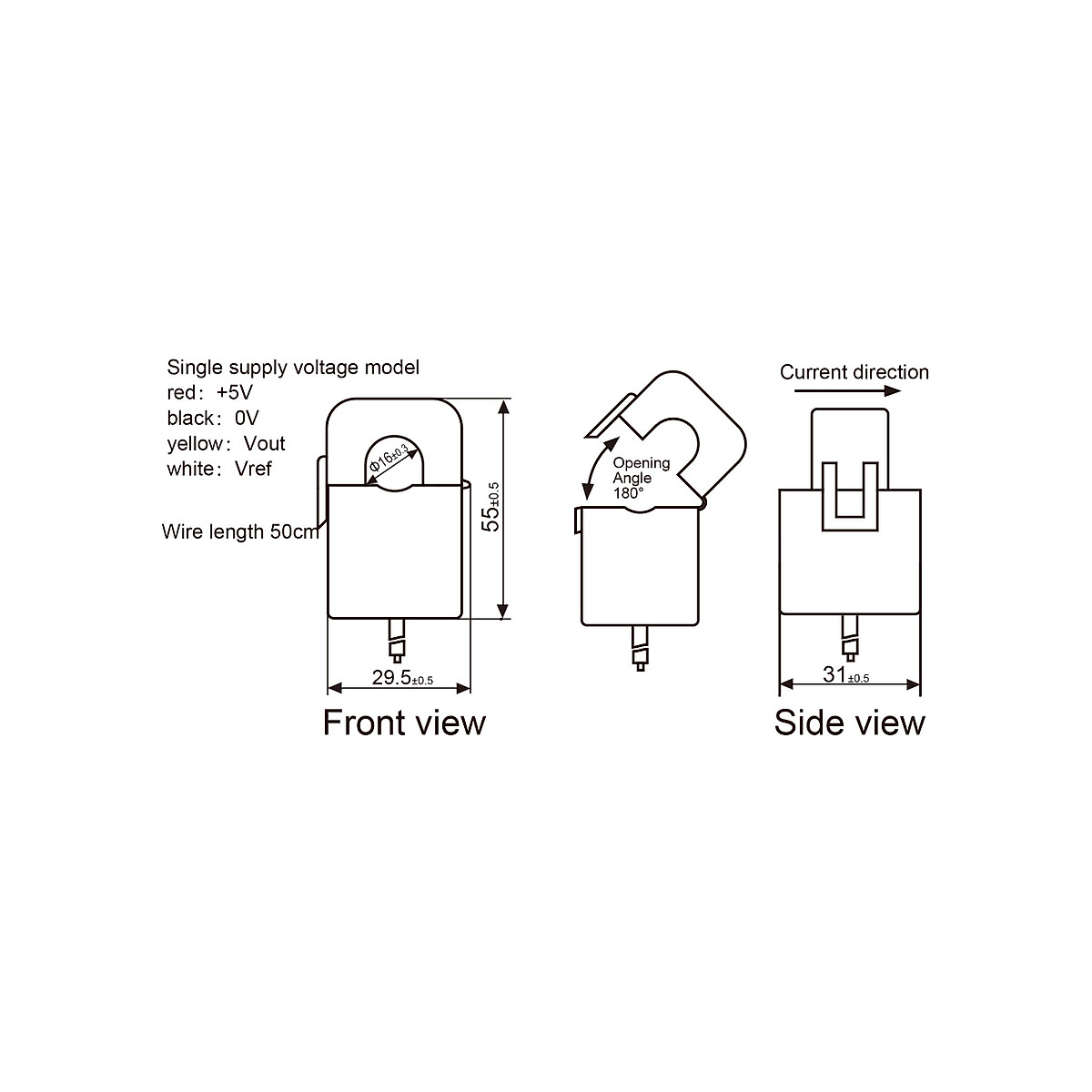 YHDC Hall Split core Current Sensor HSTS016L 150A/2.5±0.625V 1%