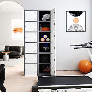 BYNSOE Metal Locker 6 Doors 71" Employees Locker Storage Cabinet Locker School Hospital Gym Locker Requires Assembly (Grey White, 6 Doors)