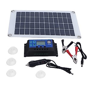 nwejron Solar Panel Charger, Solar Panel Kit Light Weight and Easy to Carry 50W 18V Polysilicon Photovoltaic Module for Garden for Home