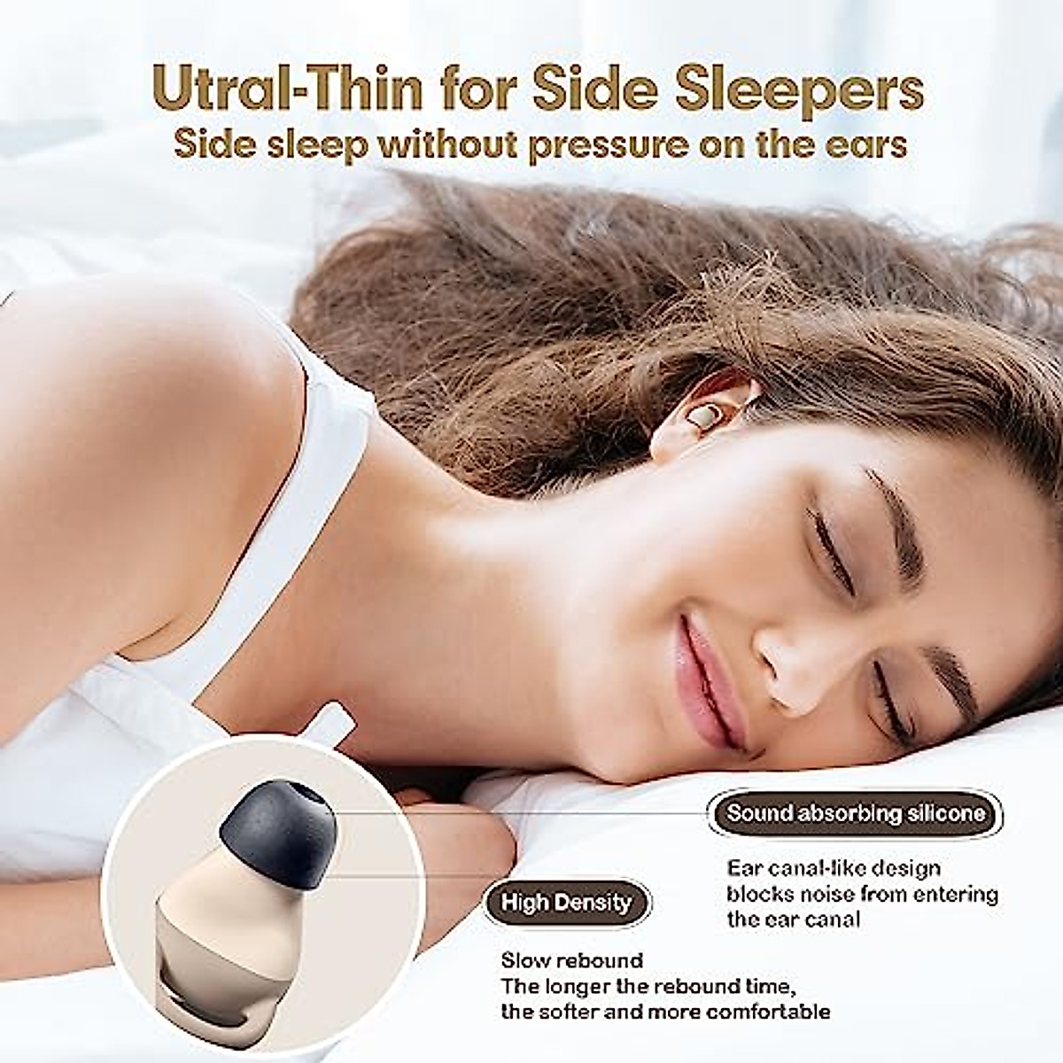 Sleep Earbuds for Side Sleepers Invisible Earbuds Wireless Bluetooth 5.2 Quiet-Comfort Noise Cancelling Earbuds for Sleep Smallest Soft Tiny Ear Buds for Sleeping Bluetooth Hidden Headphones for Work
