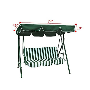 Swing Canopy Replacement, Waterproof Swing Top Cover Canopy Replacement Garden Patio Porch Yard Outdoor, Top Cover Only (74'' x 45'') (Green)