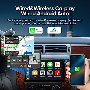 9 Inch Car Stereo Radio for GMC Yukon Chevrolet Chevy Tahoe Suburban 2007-2012,5G WiFi 8 Core (2G Ram 32G Rom)Built in Apple CarPlay Andriod Auto,Android 10.0 48EQ Airplay Backup 1080P SWC (Mahogany)