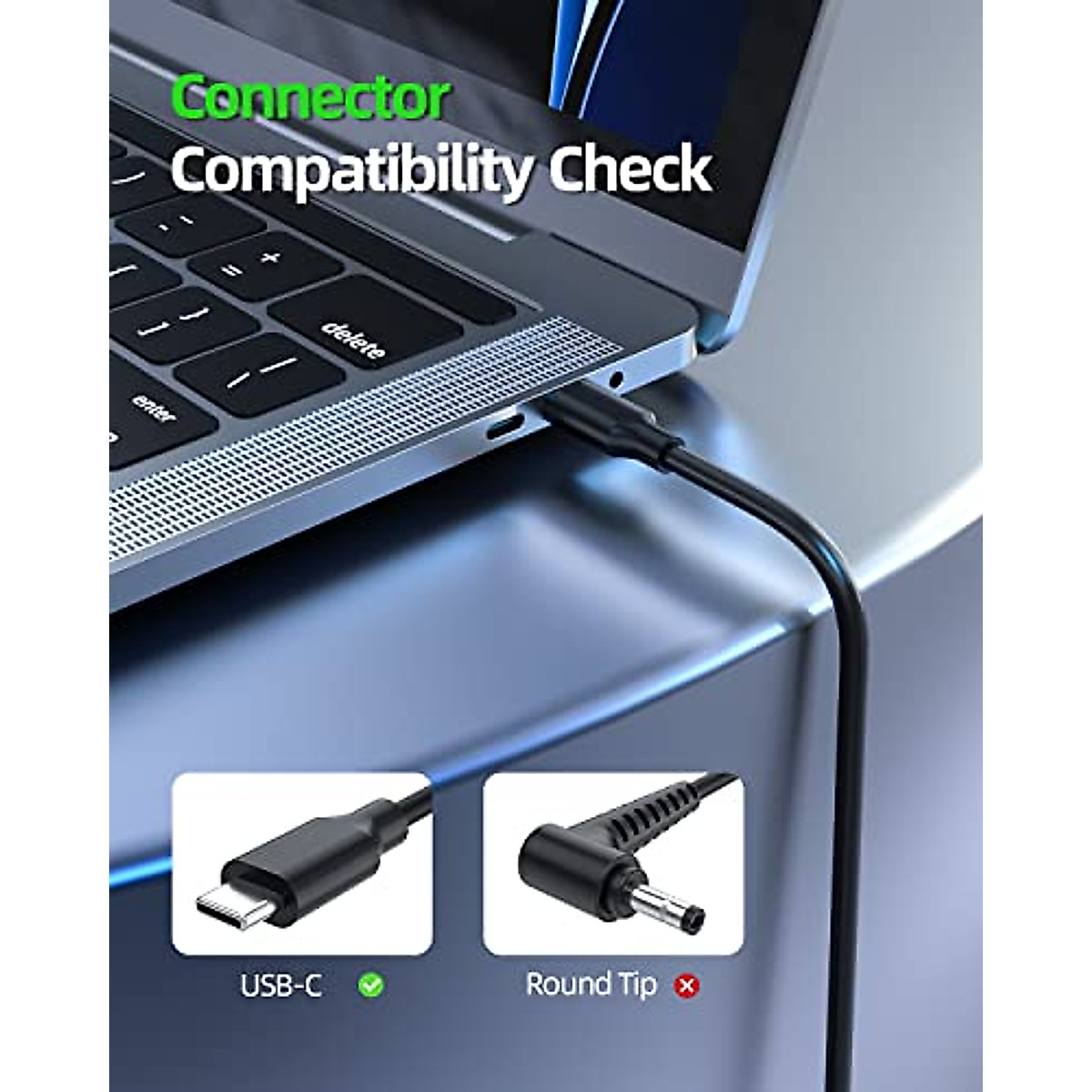 Laptop Charger for Asus Zenbook Charger with USB C Connector - (Safety Certified by UL), 65W, 45W