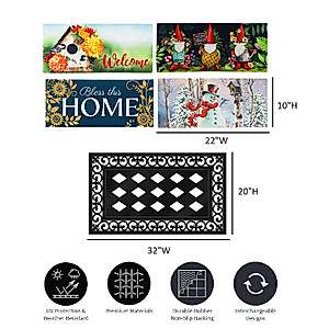 Evergreen Sassafras Bundle - Set of 5 All Seasons Interchangeable Entrance Doormats | Indoor and Outdoor |22-in x 10-in doormats and 30-in x 18-in Tray | Non-Slip Backing | Low Profile | Home Décor