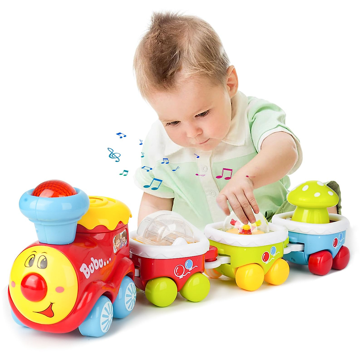 BAOLI Electric Train Toy,Railway Toy with Light & Music,Battery Operated Locomotive Train for 1 2 3 Year Old Kids Baby Toddler Boy Gifts,Early Educational Vehicle Toy