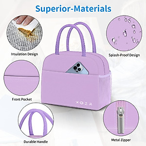 DALINDA Lunch Bag Lunch Box for Women Men Reusable Insulated Lunch Bags for Adults,Leakproof Cute Cooler Lunch Tote Bag, Large Capacity for Work Travel Picnic,Purple