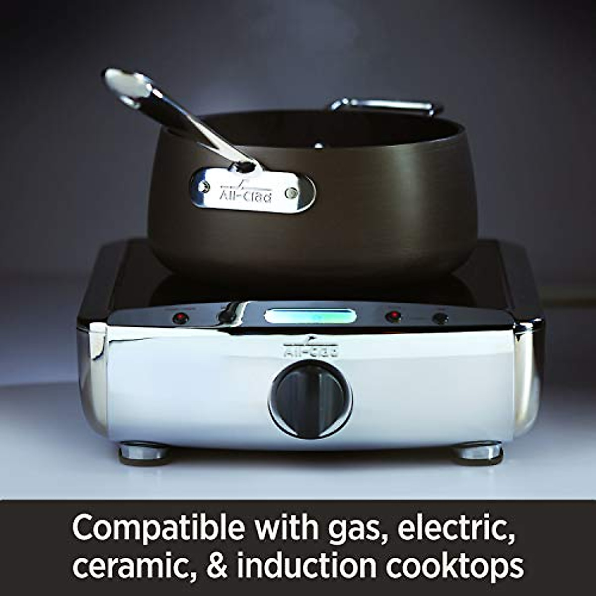 All-Clad HA1 Hard Anodized Nonstick Sauce Pan 3.5 Quart Induction Oven Safe 350F Pots and Pans, Cookware Black