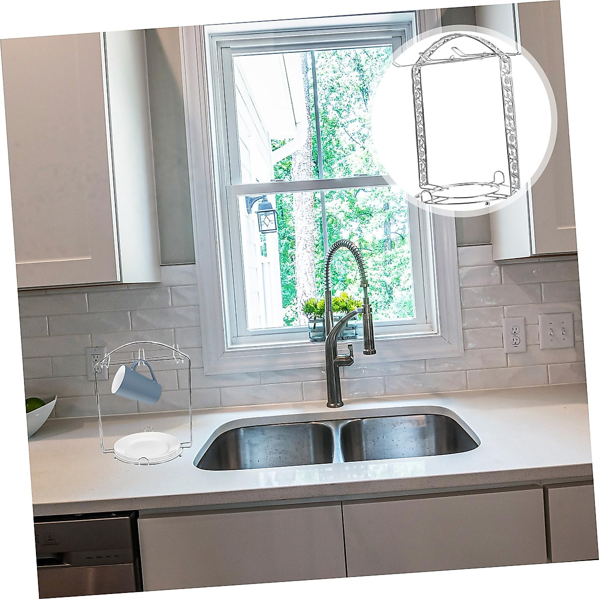 FUNOMOCYA Kitchen Countertop Mug Drying Rack Stylish Cup Holder Stand for Coffee Mugs Teacups and Bottles Space Saving Organizer for Home Kitchen Office and Restaurant Use