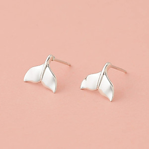 Boma Jewelry Sterling Silver Whale Tail Animal Stud Earrings