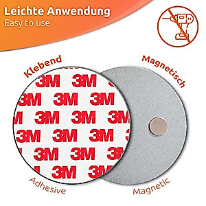 ECENCE Magnetic Smoke Detector Installation Tool 2pcs Magnetic Adhesive Pads with 3M Glue for Smoke Alarms Ø 70mm, No Drilling Or Screws, Quick and Easy Fastening