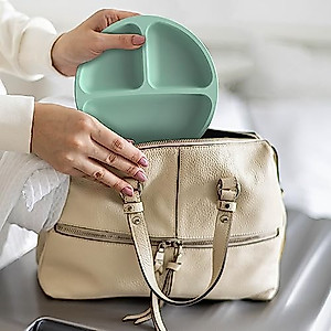 ME.FAN Suction Plates [4 Pack] Toddler Plates for Babies & Toddlers, Food Grade Silicone Baby Plates with Divided Design, Stay Put with 4 Suction Cups for Self Feeding