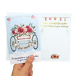 12 Pcs Wedding Cards for The Bride and Groom Gold Foil Wishes Inside Bridal Shower Cards with Envelopes Congratulations Engagement