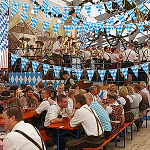 Ahfulife 39 Feet Oktoberfest Flag Banner for Oktoberfest Decorations, 1 pack Oktoberfest Bavarian Pennant Banner with 30pcs Flags for German Oktoberfest Themed Party Decorations(39 feet, 7.8"x11")