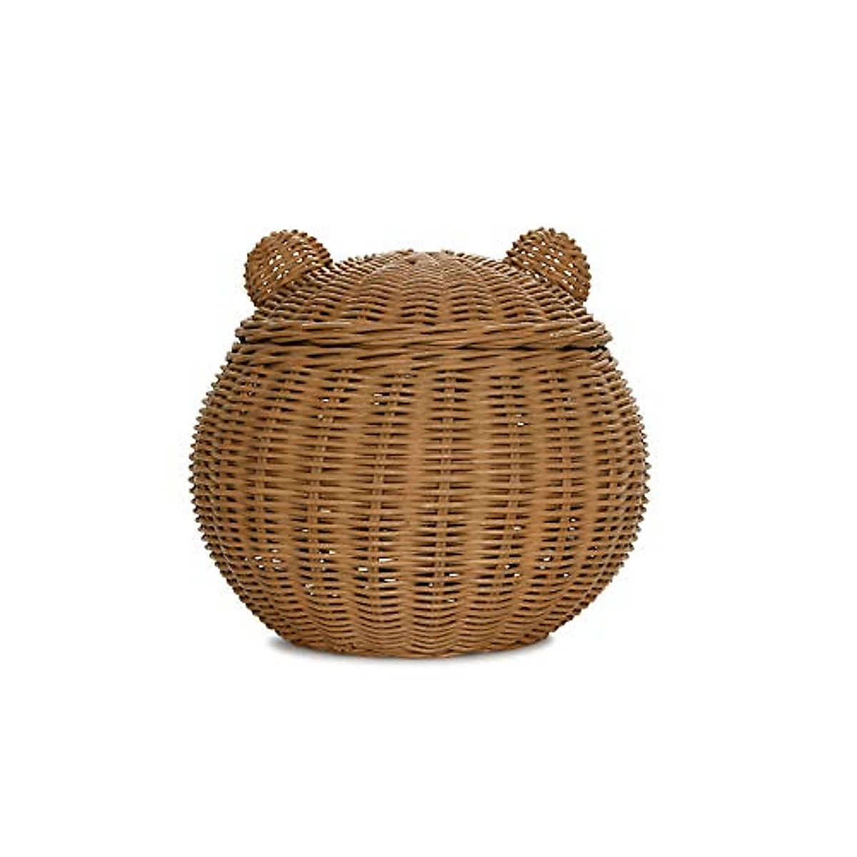G6 COLLECTION Bear Rattan Storage Basket With Lid Decorative Bin Home Decor Hand Woven Shelf Organizer Cute Handmade Handcrafted Gift Art Decoration Artwork Wicker Bear (Bear Head)