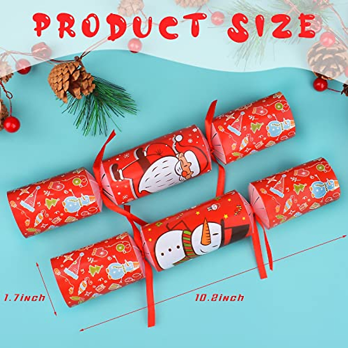 Fasezoomit 10 Pack Christmas No-Snap Party Table Favors Christmas Poppers with Santa Claus Elf Christmas Crackers No-pop Set with Party Hat Joke & Party Favors Toys Holiday Supplies for Kids Adults