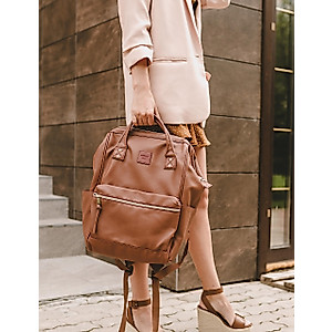 Kah&Kee Leather Backpack for Women and Men 15-inch Laptop Bag | Teacher Professional, Diaper Bag Backpack, Ideal for Work, School, Nurse, College & Travel (Brown, Medium)