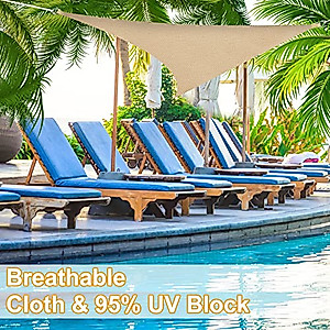2 Pack Triangle Sun Shade Sail Canopy 10 x 10 Ft Sail Canopy UV Block for Outdoor Patio Garden Backyard Lawn (Beige)
