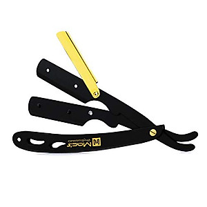 Professional B&G Straight Edge Shaving Razors,with Black Premium Derby 100 Count Blades-Easy Blades Replacement Mechanism-100% Stainless Steel Macs-049BGP1 (B & G with Black Premium Blades)