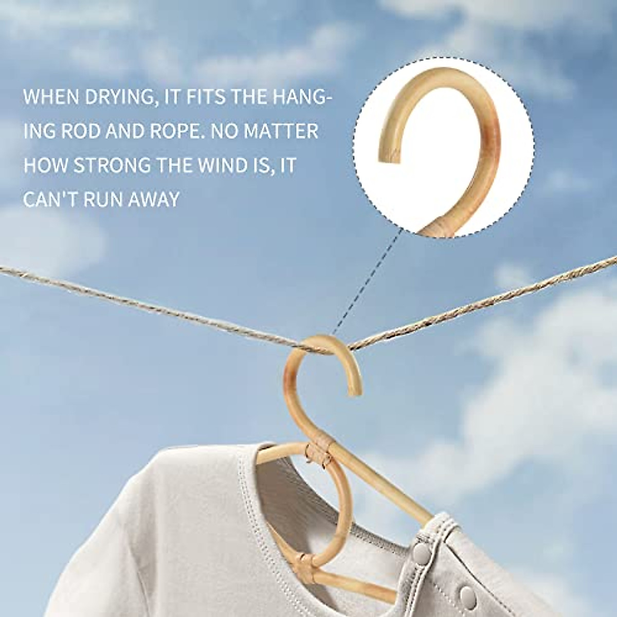 Yothfly 4Pcs Rattan Clothes Hanger Nordic Style Kids Garments Organizer Rack Children Hanger Kids Hangers for Clothes