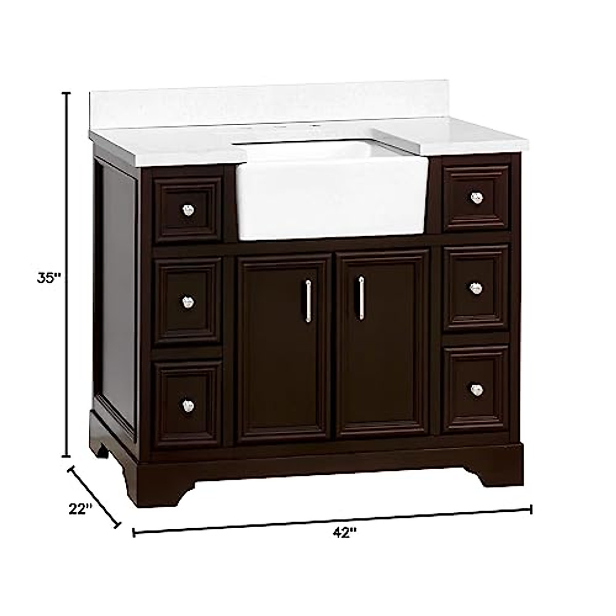 Kitchen Bath Collection Zelda 42-inch Farmhouse Vanity (Quartz/Chocolate): Includes Chocolate Cabinet with Stunning Quartz Countertop and White Ceramic Farmhouse Apron Sink