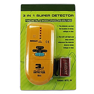 ALLOSUN TS73 3 in 1 LED Wood Stud FinderMulti Stud ScannerElectronic Stud Sensor Wire Cable Wall Metal Detector Finder Home Decoration, yellow