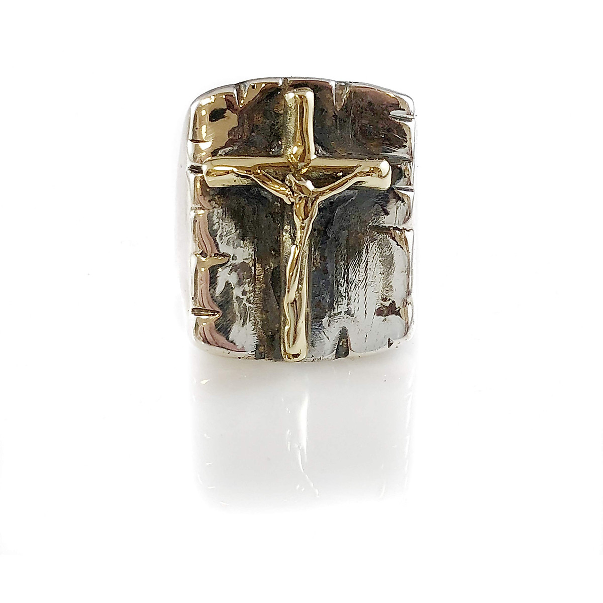 SILVERLAND1 Crucified Jesus Christ Brass & Solid Sterling Silver 925 Ring by Ezi Zino (9)