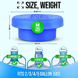 Jug Plug The Original 5 Gallon Water Jug Cap Reusable - No Spill Silicone 3 & 5 Gallon Water Jug Lid Fits 55mm Bottles with a 45mm Opening - Leak-Proof 5 Gal Water Jug Cap Replacement Cover - 3 Pack