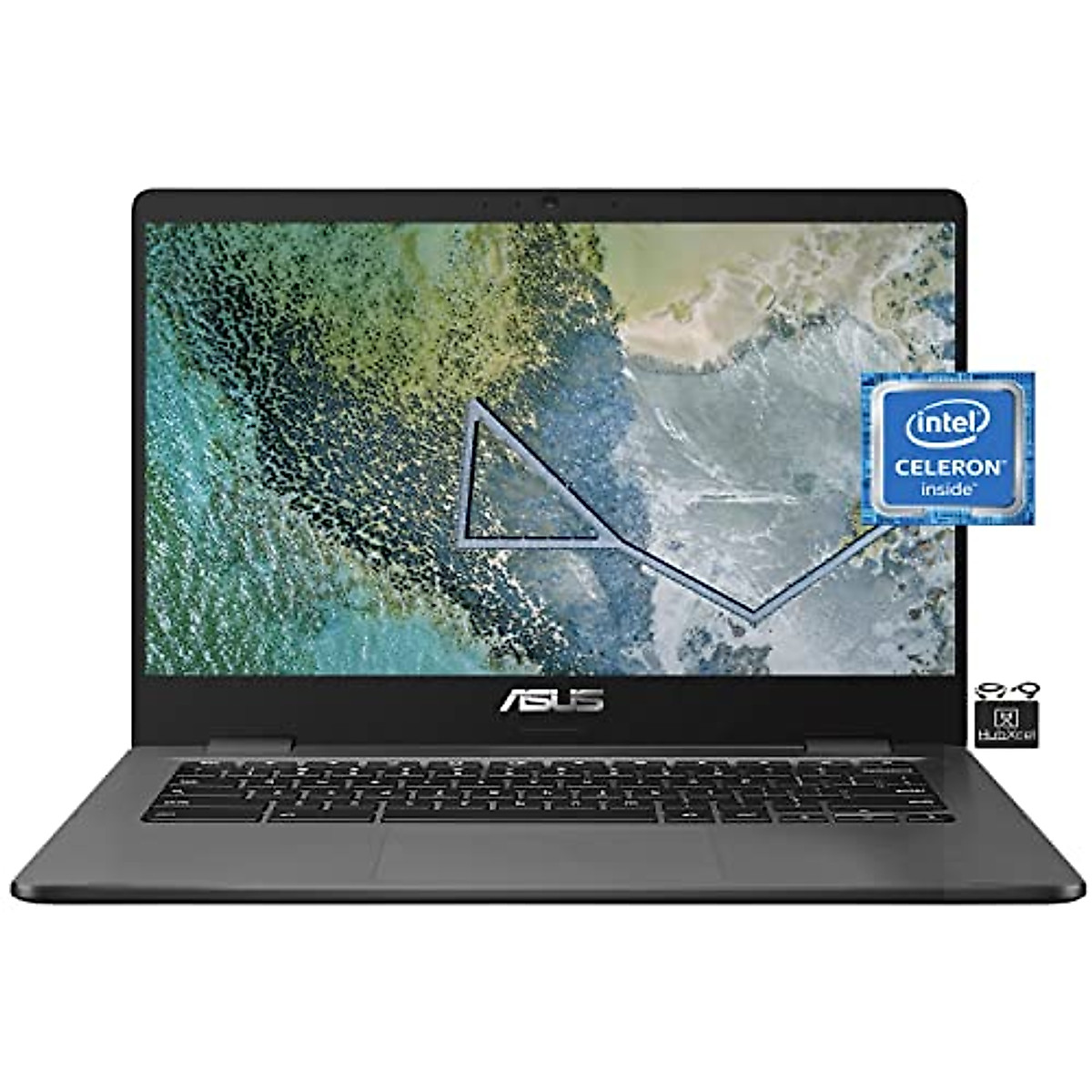 2022 Premium ASUS Thin Light Chromebook Laptop, 14" HD Nano-Edge Display, Intel Celeron N3350 (Upto 2.4GHz), 4GB RAM, 32GB eMMC,Webcam, WiFi, Bluetooth, Long Hour Battery, Chrome OS +HubxcelAccessory