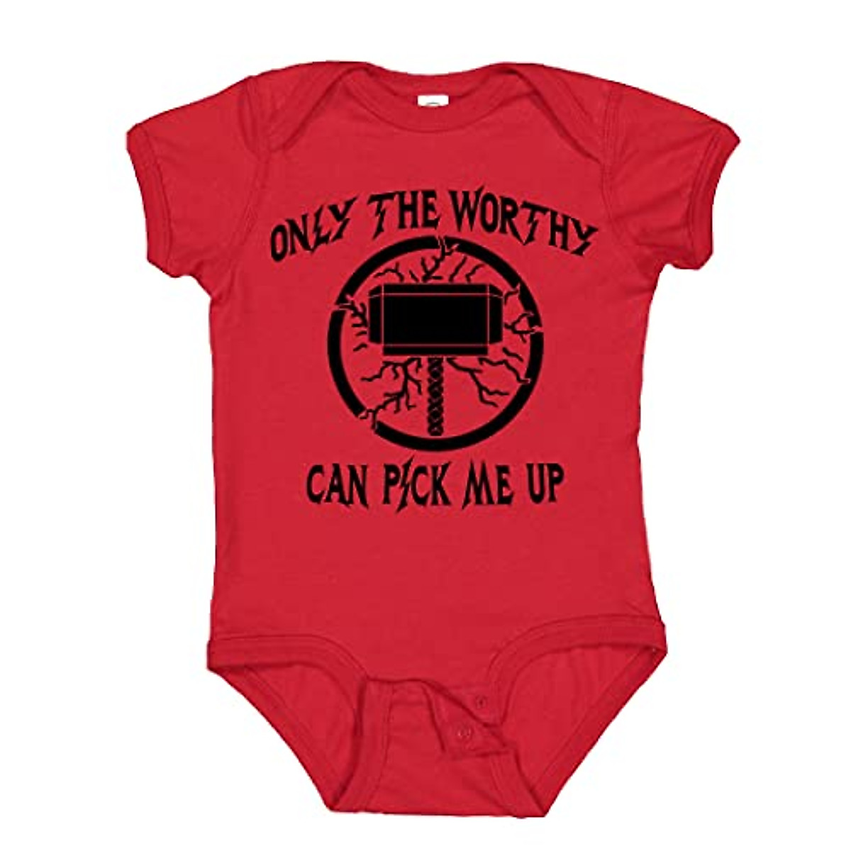 Sunray Clothing Only The Worthy Can Pick Me Up Thor Baby Onesie (12 Months, Red)