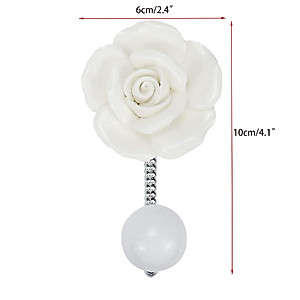 Woogim 2PCS White Rose Hanger Hooks Flower Wall Decor Ceramic Coat Hook Decorative Flower Wall Mounted Hooks for Kitchen Bathroom Bedroom