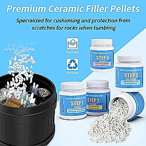 KomeStone Rock Tumbler Grits Kit, 4 Lbs, Polishing Grits & Ceramic Pellets Kit, Polish up to 25 Lbs Rocks, Compatible with Any Rocks & Rock Tumlers & Stone Polishers