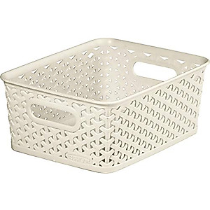 Curver My Style Small Rectangular Storage Basket, Vintage White, 4 Litre