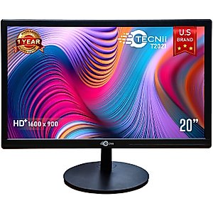 TECNII 20 Inch Widescreen LED Backlit LCD Desktop PC Monitor HD+ Resolution - 3ms Response Time - HDMI - VGA - for Home, Office - Black, TM200