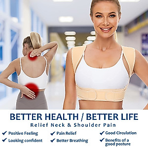 Vicorrect Posture Corrector for Women and Men, Adjustable Upper Back straightener and Providing Pain Relief from Neck, Shoulder (Small/Medium)