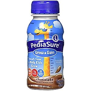 PediaSure Complete Balanced Nutrition Liquid, Chocolate Flavor, Model: 53587-8 Oz/Bottle, 24 Ea