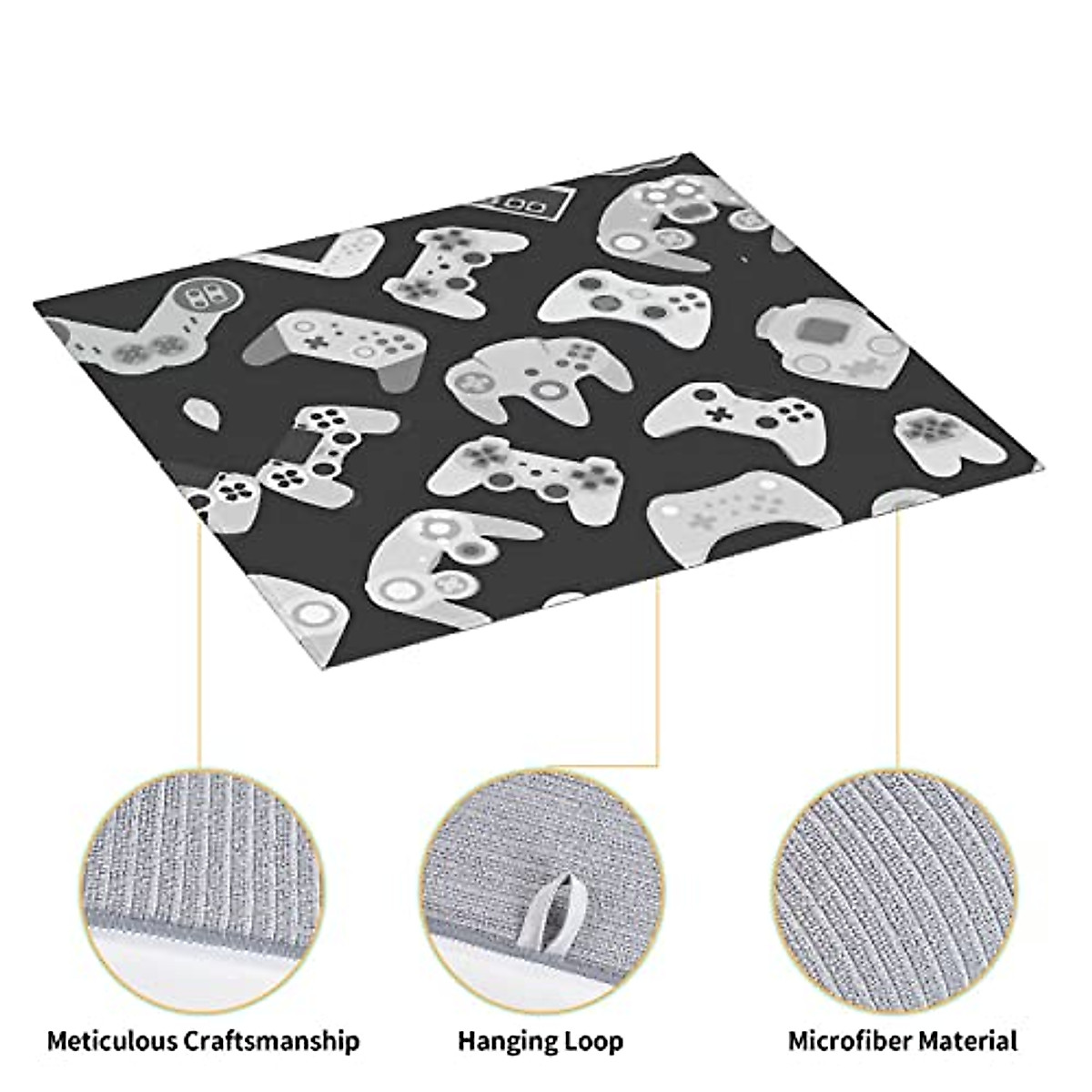 Game Controller Printed Drying Mat For Kitchen Ultra Absorbent Microfiber Dishes Drainer Mats Non-Slip Silicone Quick Dry Pad - 18 X 16inch