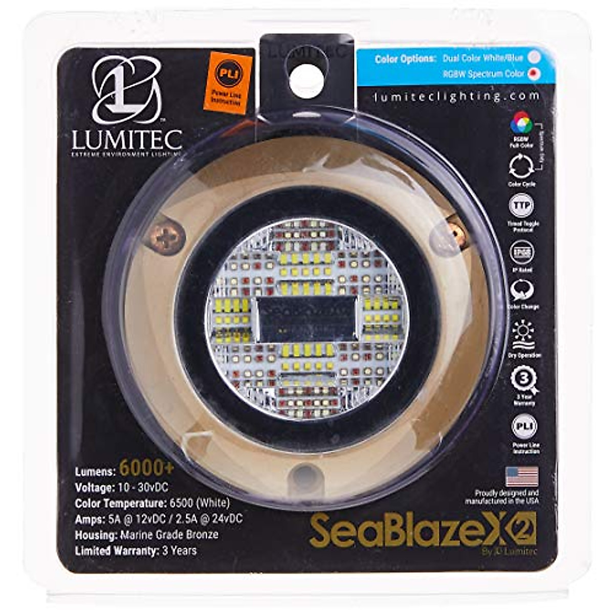Lumitec SeaBlaze X2 Underwater Light, Bronze, Spectrum RGBW, One Size