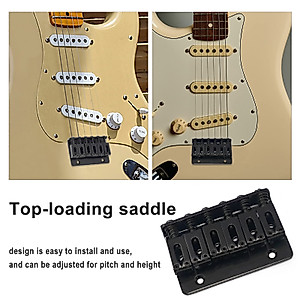 MAXCHEER 65MM Metal Fixed Hardtail Saddle Bridge Top Load Guitar Tailpiece For 6 string electric guitar or strat guitar (Black)
