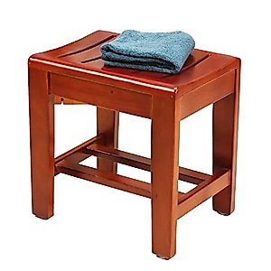 Elderly Bath Stool, Bathroom Bench Stool,Bathtub Shower Chair Bath Bench Wooden Stool Step,Small Footstool Bench Plant Stand Fishing Wood Stools Waterproof Non-Slip Shower Stool For Kitchen Offic