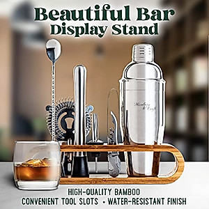 Mixology Bartender Kit: 10-Piece Bar Tool Set with Bamboo Stand | Perfect Home Bartending Kit and Martini Cocktail Shaker Set For a Perfect Drink Mixing Experience | Fun Housewarming Gift (Silver)