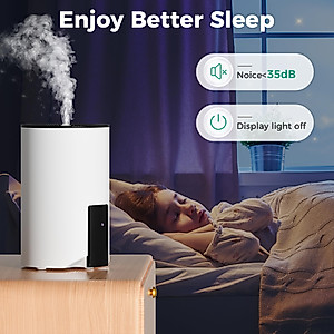 Humidifiers for Bedroom Large Room Home, 4L Cool Mist Humidifier for Smart App & Voice Control, Fill Essential Oil Diffuser for Baby and Plants, Quiet Ultrasonic Humidifier with 360° Nozzles, White.