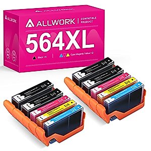 ALLWORK Compatible 564 XL Ink Cartridge Replacement for HP 564XL Combo Pack for HP Officejet 4610 4620 Deskjet 3070A 3521 Photosmart 7510 7525 6515 6510 5520 5510 4622 3520 B209a C6388 (4K/2C/2M/2Y)