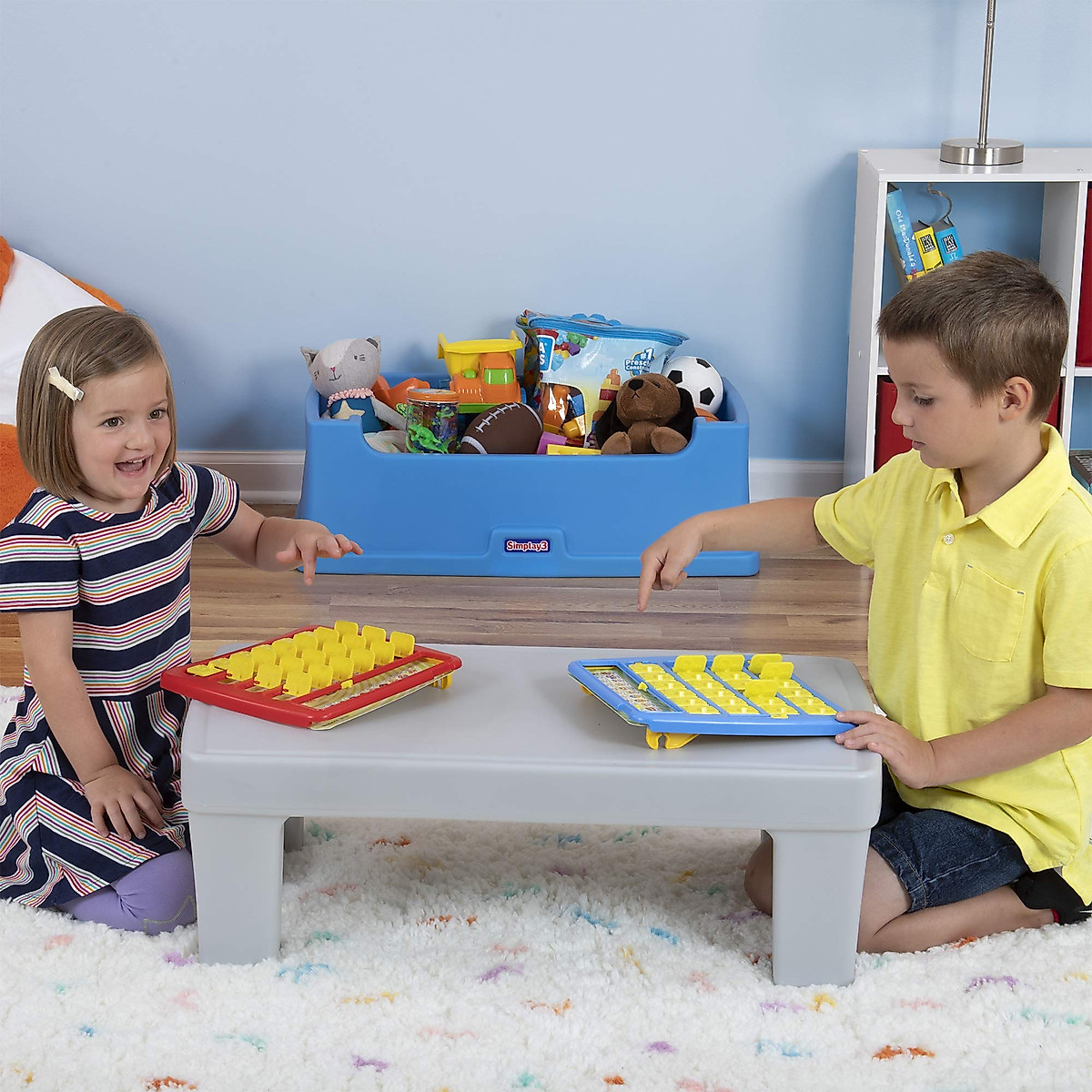 Simplay3 Play Around Toy Box Table – Multipurpose Kids Toy Box and Toddler Play Table for Toys, Art Supplies, Crafts – Durable, Plastic Large Toy Box, Made in USA