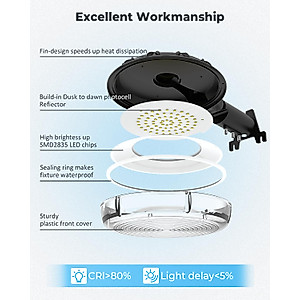 AGranTOP LED Barn Light, 12000LM Dusk to Dawn Outdoor Lighting with Photocell Adjustable Angle 100W 6500K Daylight IP66 Waterproof Street Light for Barn/Yard/Garage/Security